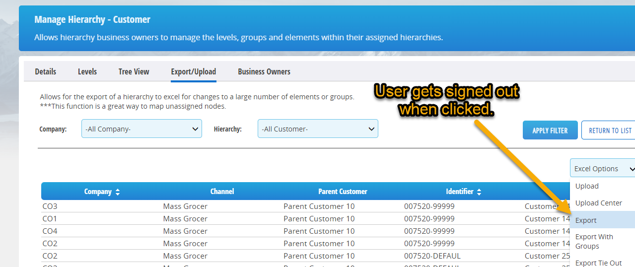 Signed Out When Exporting An Excel Sheet EBM Software